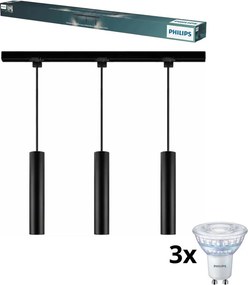 Philips-LED Stm. lustr na lanku v lišt sys EASYLINK 3xGU10/6,2W/230V 1m černá