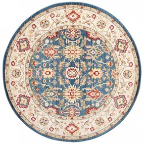 Kulatý vintage koberec modro béžový Šířka: 100 cm