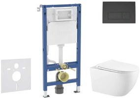 Geberit Duofix - Set předstěnové instalace, klozetu Gaia a sedátka softclose, tlačítko Delta50, matná černá SANI11CA5118B