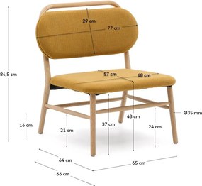 Žinylkové křeslo v hořčicové barvě Helda – Kave Home