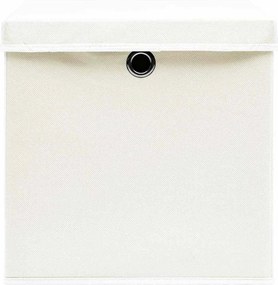 Úložné boxy s víky 4 ks bílé 32 x 32 x 32 cm textil 288350