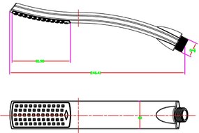 Sapho, Ruční sprchová hlavice, zahnutá, 230mm, ABS/chrom, 2622