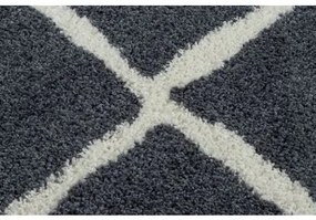koberec BERBER CROSS B5950, šedo bílý střapce, Maroko Shaggy velikost 80x300 cm | krásné koberce cz
