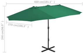 vidaXL Marketos Zahradní slunečník s hliníkovou tyčí 460 x 270 cm zelený