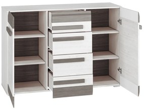 ML FURNITURE Komoda - BLANCO 07, sněžná borovice/new grey