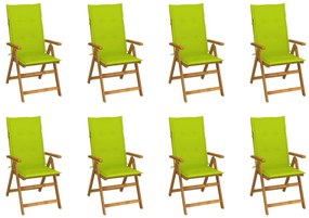 Skládací zahradní židle s poduškami 8 ks masivní akácie,  3075065