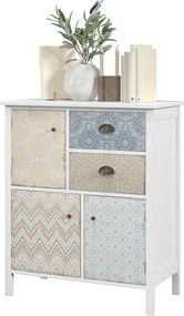 HOMCOM Komoda s 2 Šuplíky a 3 Skříňkami, Komoda s Ochranným Mechanismem pro Napřímení do Obývacího Pokoje a Ložnice, Bílá 68 x 34 x 80 cm | Aosom