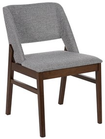 Sada 2 čalouněných jídelních židlí tmavé dřevo/ šedé BELLA Beliani