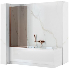 Vanová zástěna REA ELEGANT 80 cm, kartáčovaná měď/hnědá kouřová