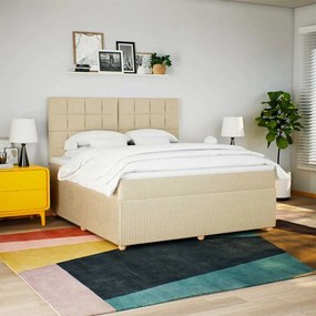 Box spring postel s matrací krémová 180x200 cm textil 3294440