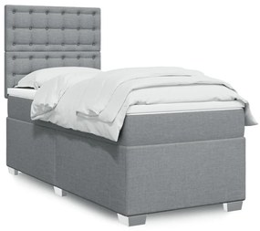 Box spring postel s matrací světle šedá 90x200 cm textil 3290385