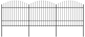 Zahradní plot s kopím nahoře ocelový 537 x 175 cm černý