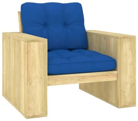 vidaXL Zahradní židle + královsky modré podušky impregnovaná borovice