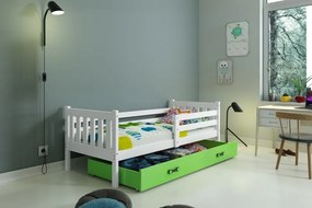 Falco Dětská postel Carlo 80x190 s úložným prostorem, bílá/zelená