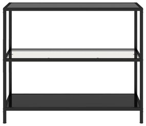 Policový regál průhledný a černý 100 x 36 x 90 cm tvrzené sklo - Default Title