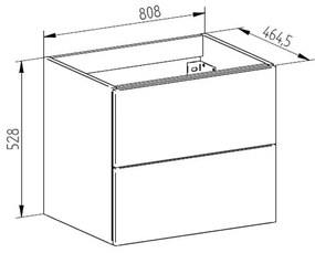 EBS KUBA Skříňka umyvadlová 81 cm, perlově šedá S_KUBA81SBU