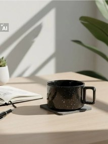 Sinsay - Kropenatý keramický hrnek s uchem - černá