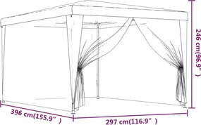 Party stan se 4 síťovanými bočnicemi modrý 3 x 4 m HDPE 319232