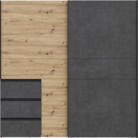 Skříň, dub artisan/tmavě šedý beton, VIOLO