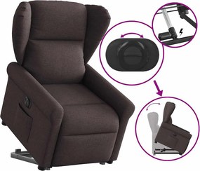 Elektrické zvedací polohovací křeslo tmavě hnědé textil 3303399