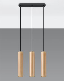 Závěsné svítidlo Lino 3, 3x dřevěné stínítko
