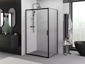 Mexen Exo, posuvná sprchová kabina, dveře 95 cm + boční stěna 100 cm, transparentní sklo, černá, 8153-095-100-70-00
