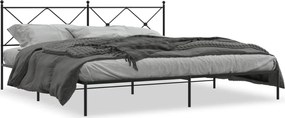 vidaXL Kovový rám postele s čelem 200 x 200 cm [376509] Barva: Černá