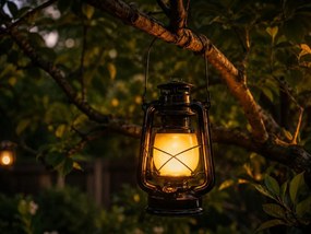 Verk Group Retro led lampion pro turisty a kempování, dekorativní, s usb nabíjením a efektem plamenů