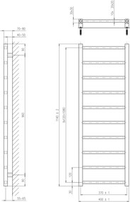 Sapho METRO LIGHT otopné těleso 400 x 1140 mm černá mat IR445TB