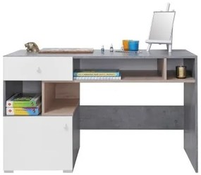 Psací stůl Omega-bílá/dub/beton