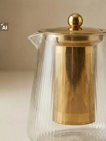 Sinsay - Žebrovaná konvice na čaj se sítkem - zlatá