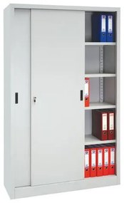 No brand  Kovová spisová skříň s posuvnými dveřmi, 4 police, 200 x 120 x 45 cm