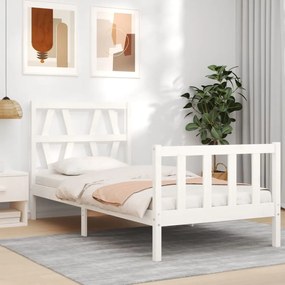 vidaXL Rám postele s čelem 100 x 200 cm masivní dřevo [3192482] Barva: Bílá