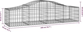 Klenutý gabionový koš 200 x 50 x 40/60 cm pozinkované železo 153392