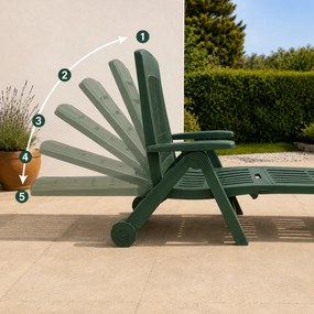 Zahradní lehátko ZIRCONE, 72×195×101 cm, tmavě zelená I.P.A.E-Progarden