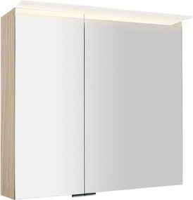 Sapho Linex - Zrcadlová skříňka s LED osvětlením 80x70x15 cm, 2x dvířka, jilm bardini LX080-0013