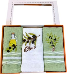 Utěrky na nádobí vaflové Olive 3ks 40x60cm TiaHome