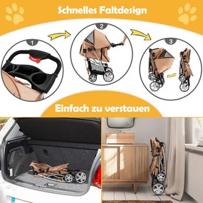 Costway Kočárek pro psy mazlíčky buggy do 15 kg – 81 × 45 × 101 cm, béžový