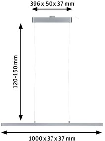 Paulmann 95375 Lento, matně chromové lineární svítidlo se svícením nahoru-dolu pro Urail, 42W LED 2700K stmívatelné, délka 100cm