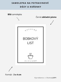 Samolepka na kořenky BOBKOVÝ LIST bílá 3 × 4 cm základní písmo