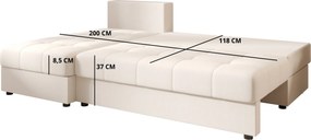Rozkládací oboustranná sedací souprava do L VENORIA SLIM 200x143 cm, světle zelená + 2 polštářky ZDARMA
