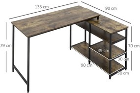 Goleto Rohový psací stůl | 135 x 90 x 79 cm