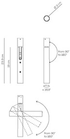 Axolight Ego, nástěnné/stropní svítidlo z přírodní mosazi, LED 8,8W 2700K výška 23,9cm