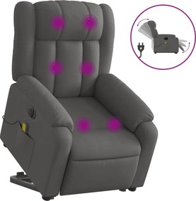 Elektrické zvedací masážní polohovací křeslo tmavě šedé textil 3205353