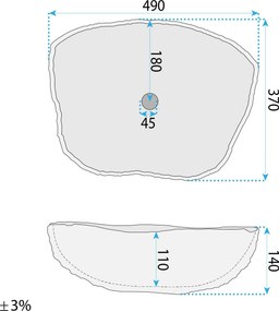 Rea Isla Marlo, umyvadlo na desku 490x370x140 mm, imitace kamene, REA-U3512