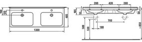 Jika Cubito Pure Skříňka s dvojumyvadlem 130 cm bílá