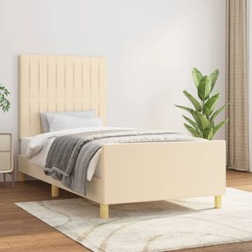 Rám postele bez matrace krémová 100 x 200 cm textil 3125200