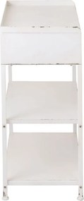 Bílý antik kovový konzolový stůl se šuplíky Valio White - 75*38*84cm