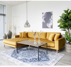 House Nordic Hořčičná rohová pohovka LIDO s lenoškou vlevo