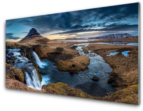 Obraz na skle Vodopád Řeka Krajina 140x70 cm